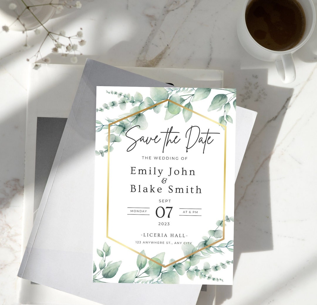 Modern Elegant Wedding Invitation Template, Simple Wedding Set, Instant ...