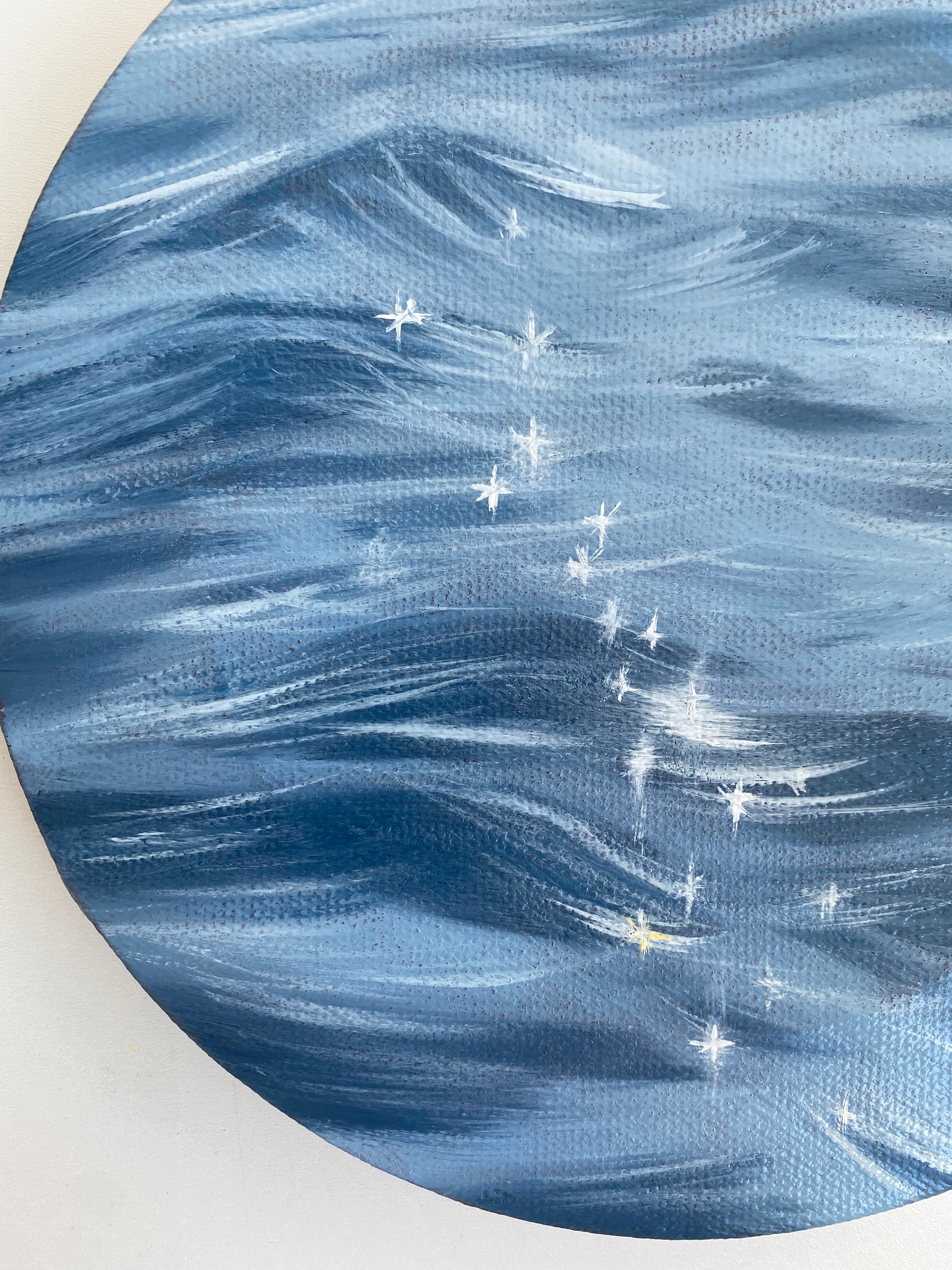 Ionian Blue - Original Oil Painting | ø 20cm | 8" Round Canvas | Ocean ...