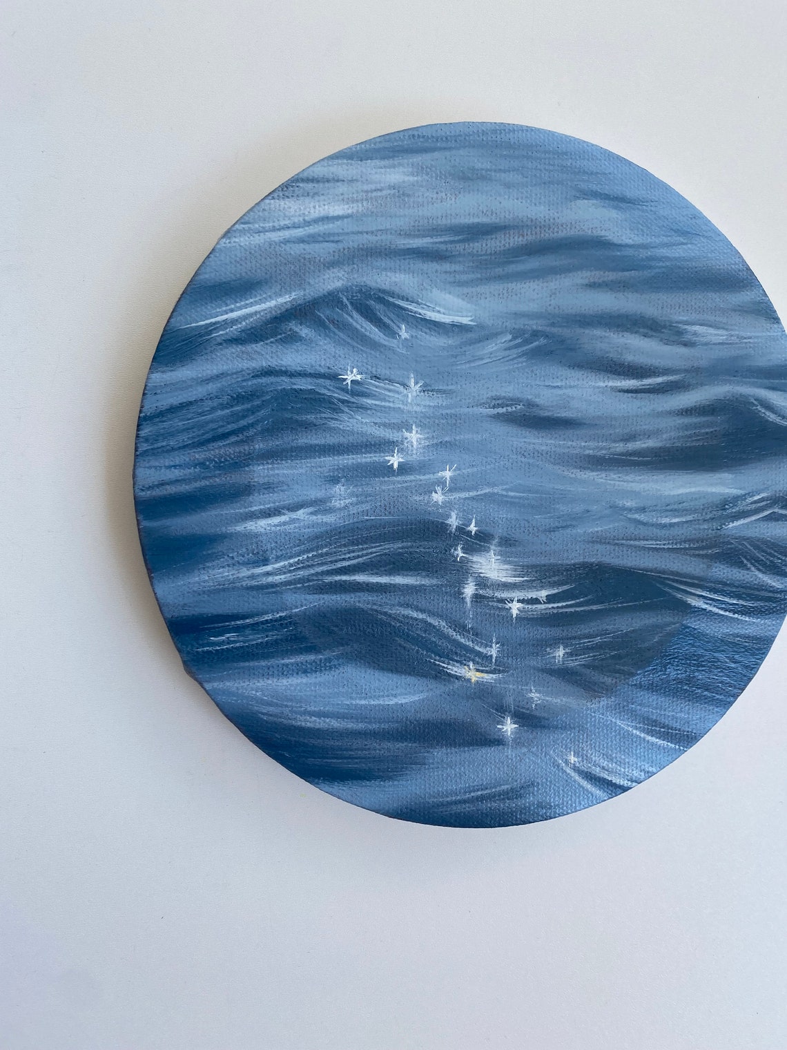 Ionian Blue - Original Oil Painting | ø 20cm | 8" Round Canvas | Ocean ...