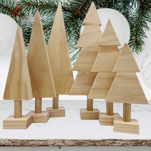 Wooden Christmas Tree Centerpiece, Large Trees Set of 6, DIY Holiday ...