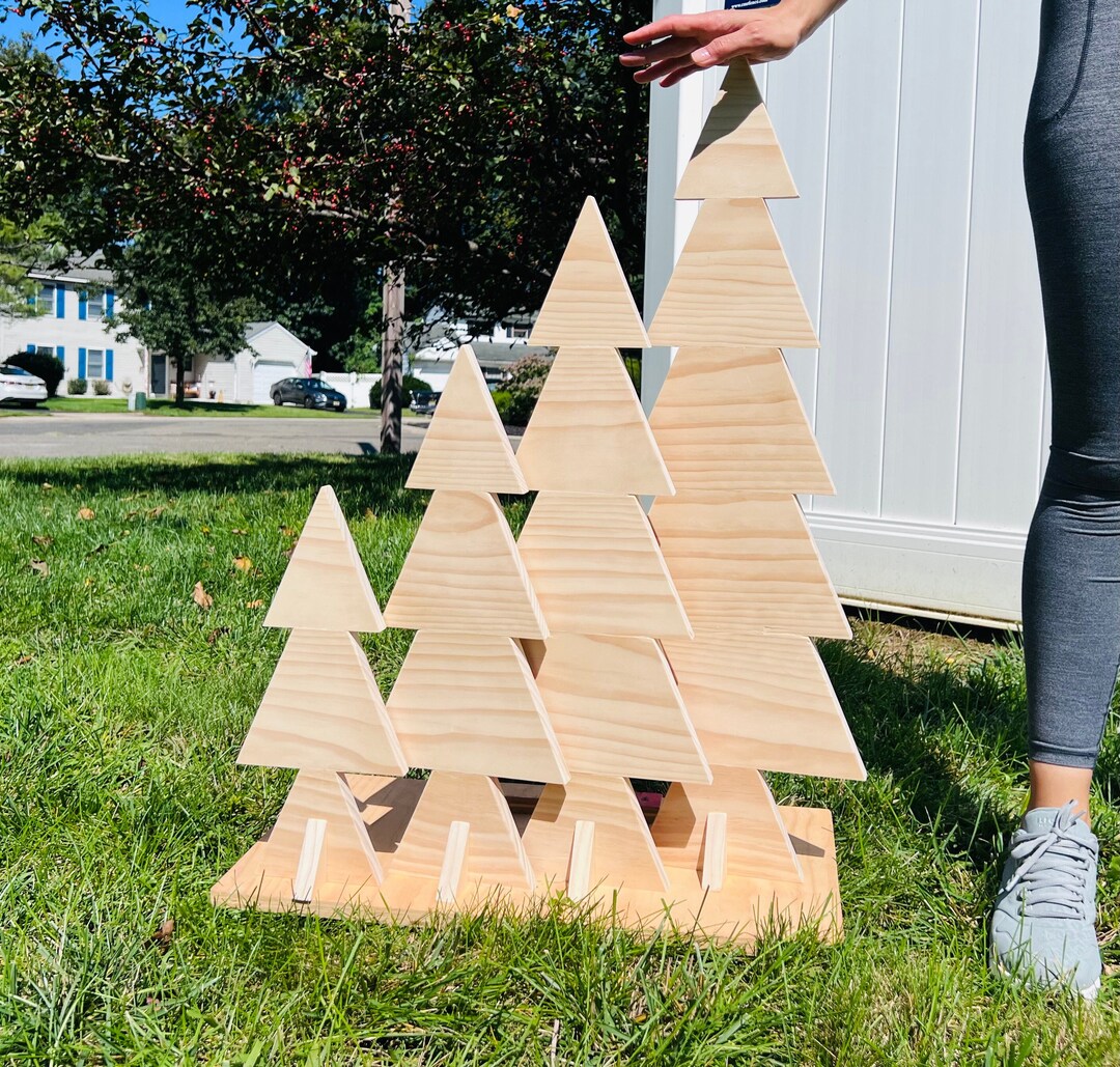 Giant Christmas Trees Set of 4 Wooden Craft Trees DIY Holiday Home ...