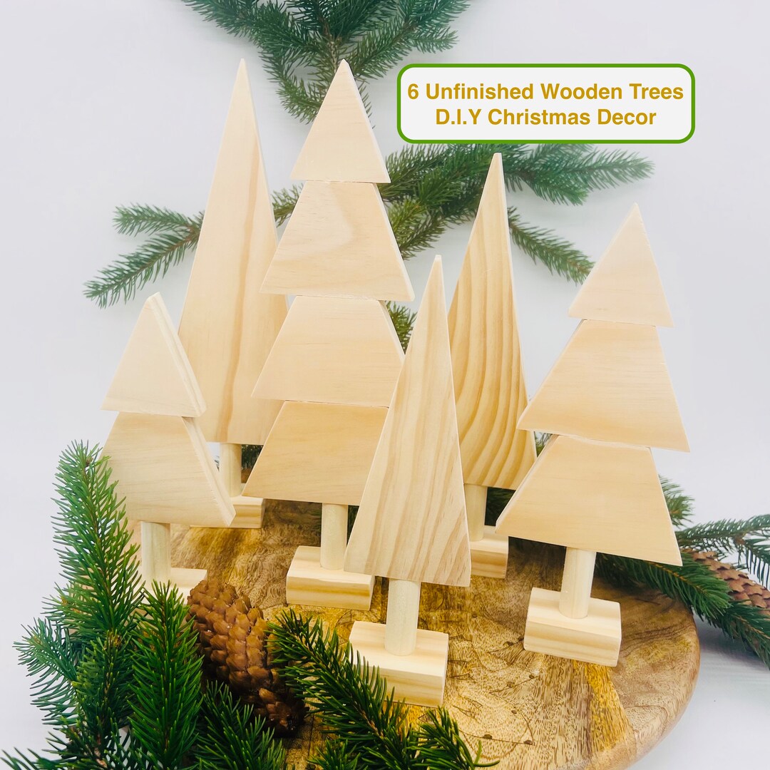 Christmas Trees Set of 6 - Wooden Craft Trees - DIY Holiday Home ...