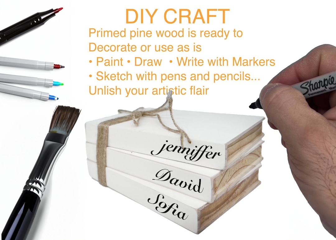 Paintable Wooden Books, DIY Craft for Kids, Tiered Tray Home Decor ...