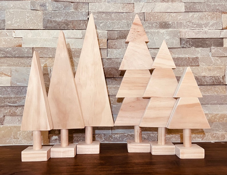 Wooden Christmas Tree Centerpiece, Large Trees Set of 6, DIY Holiday ...