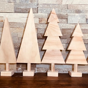 Wooden Christmas Tree Centerpiece, Large Trees Set of 6, DIY Holiday ...
