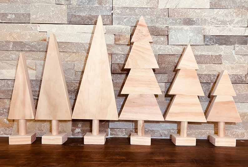 Wooden Christmas Tree Centerpiece, Large Trees Set of 6, DIY Holiday ...