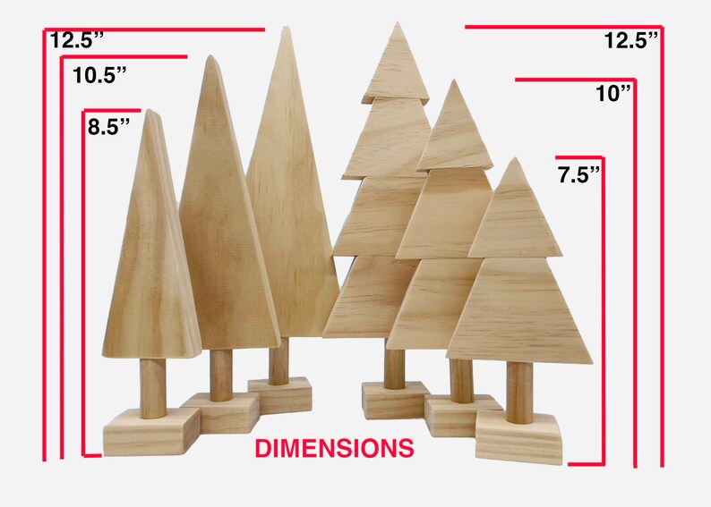 Wooden Christmas Tree Centerpiece, Large Trees Set of 6, DIY Holiday ...