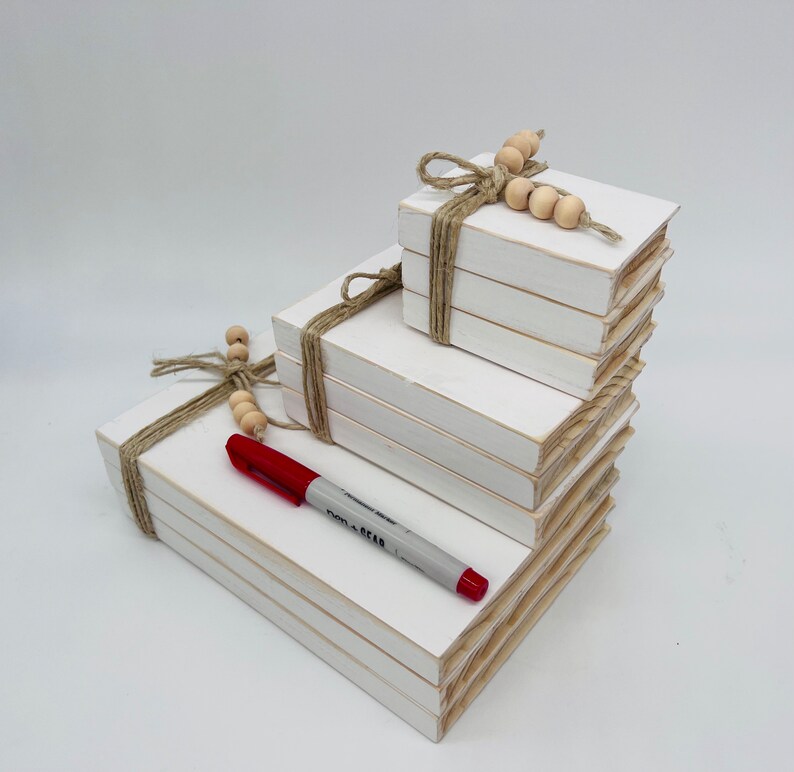 DIY Wooden Stacked Books DIY Crafts Tiered Tray Book Set - Etsy