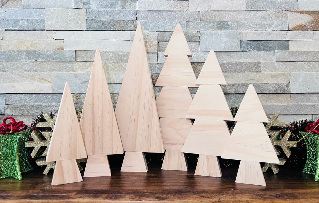 Christmas Tree, Set of 6, Self Stand,unfinished Wooden Trees, DIY ...