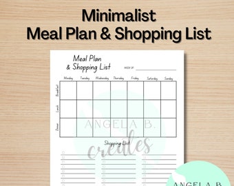Minimalist Printable Weekly Meal Planner With Weekly Menu and - Etsy