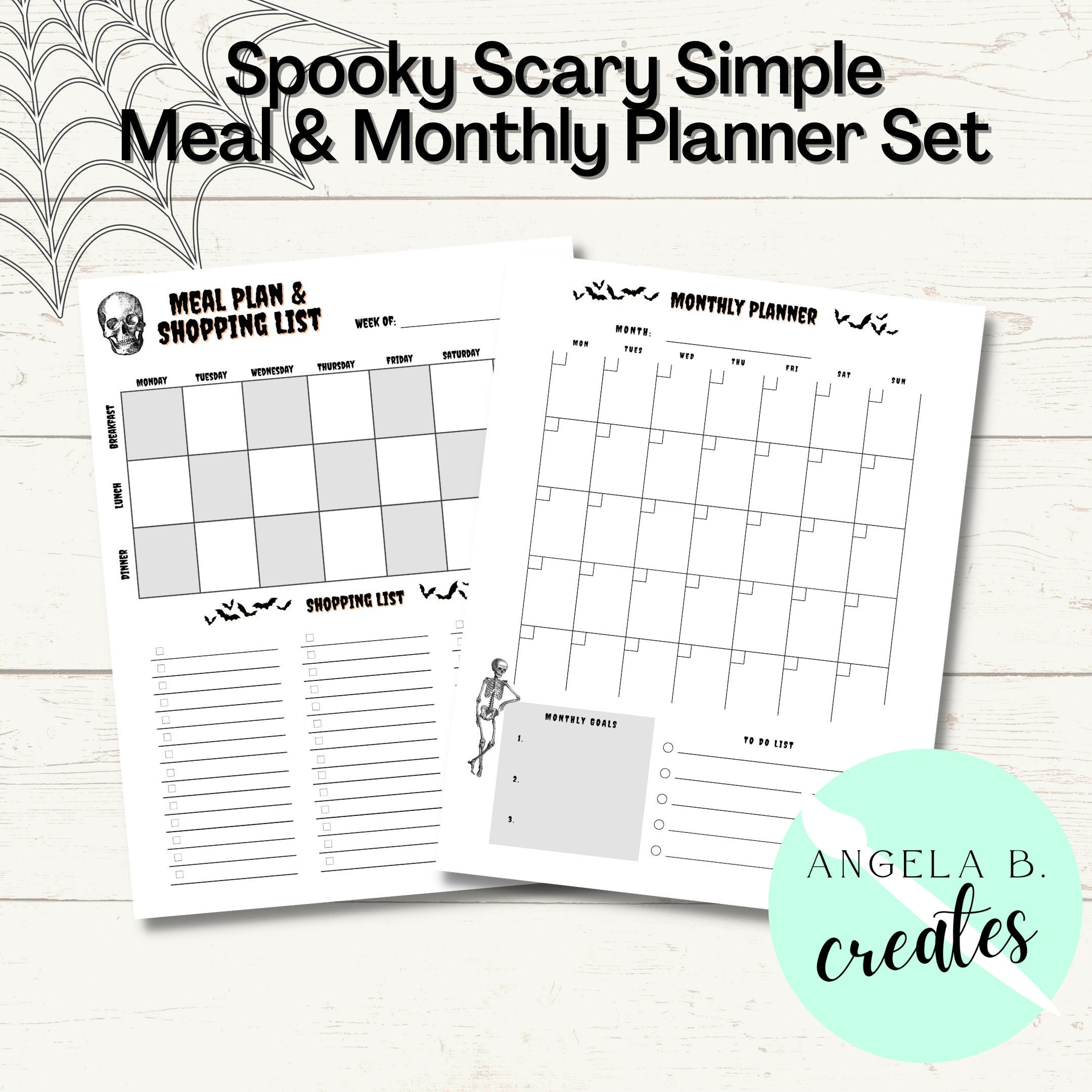 Spooky Scary Meal Planner October Shopping and Monthly Plan - Etsy