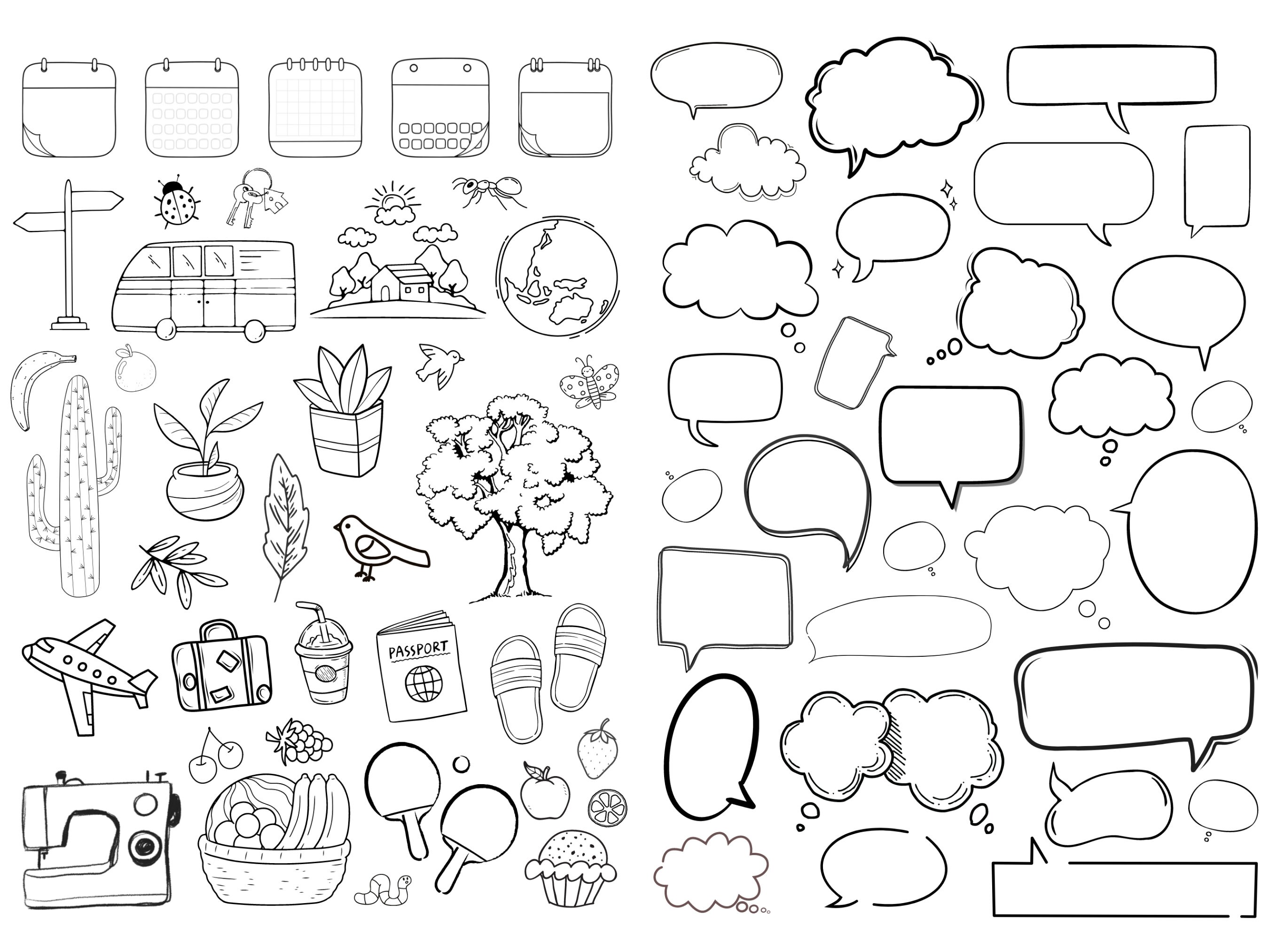 140 + Doodle Clipart | Doodles Lineart Elements | Doodle Coloring Pages ...