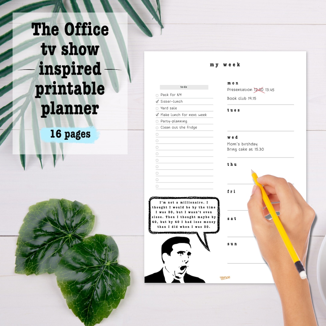 The Office Tv Show Printable Work Planner | Dwight Schrute | Michael ...