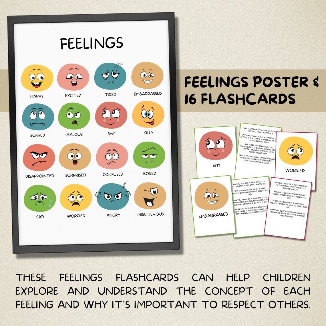 Feelings Flashcards & Feelings Poster Calming Corner Emotion Flashcards ...