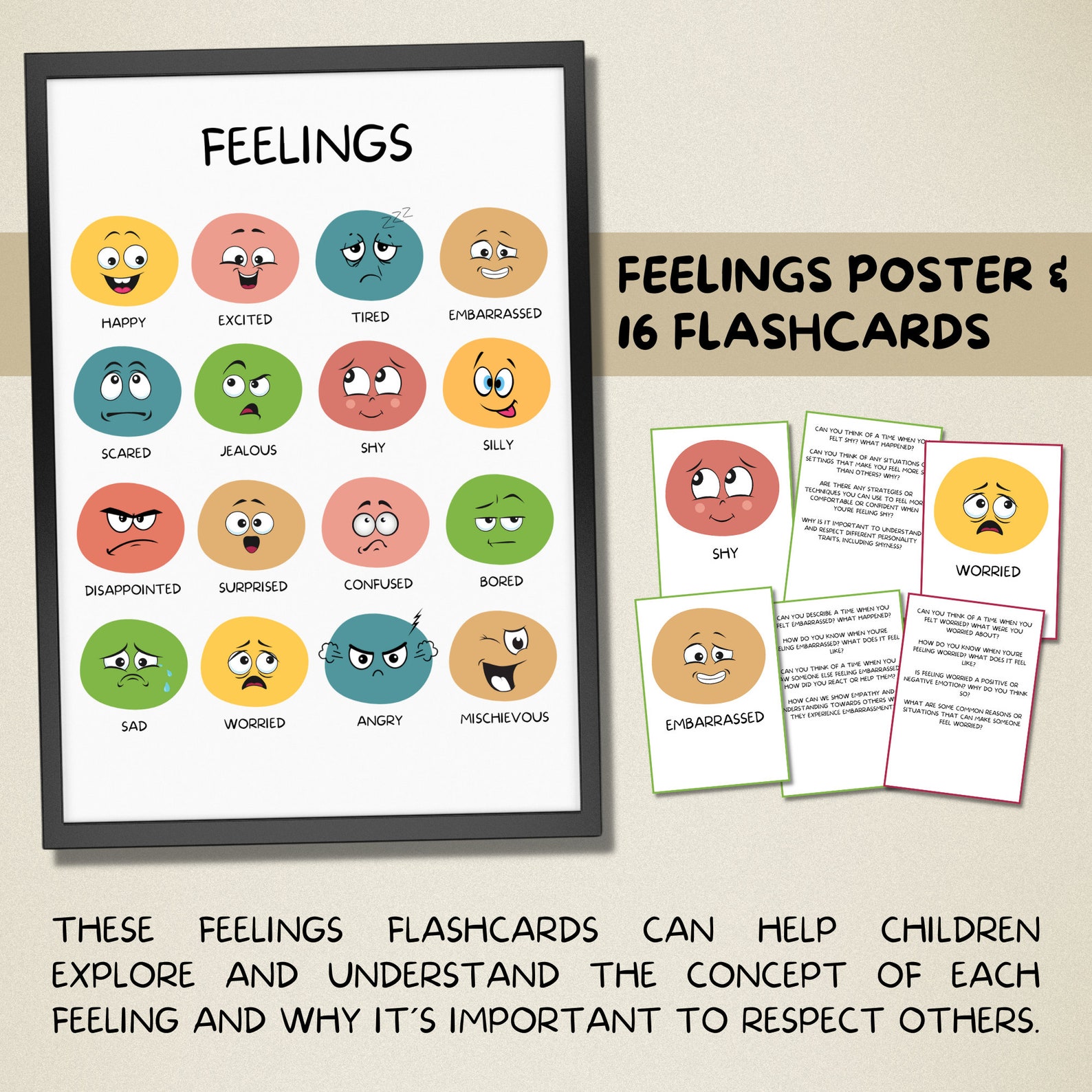 Feelings Flashcards & Feelings Poster | Calming Corner | Emotion ...
