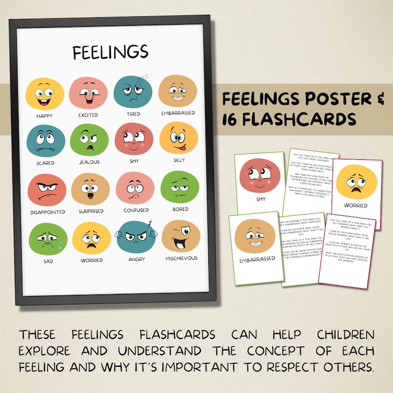 Feelings Flashcards & Feelings Poster | Calming Corner | Emotion ...