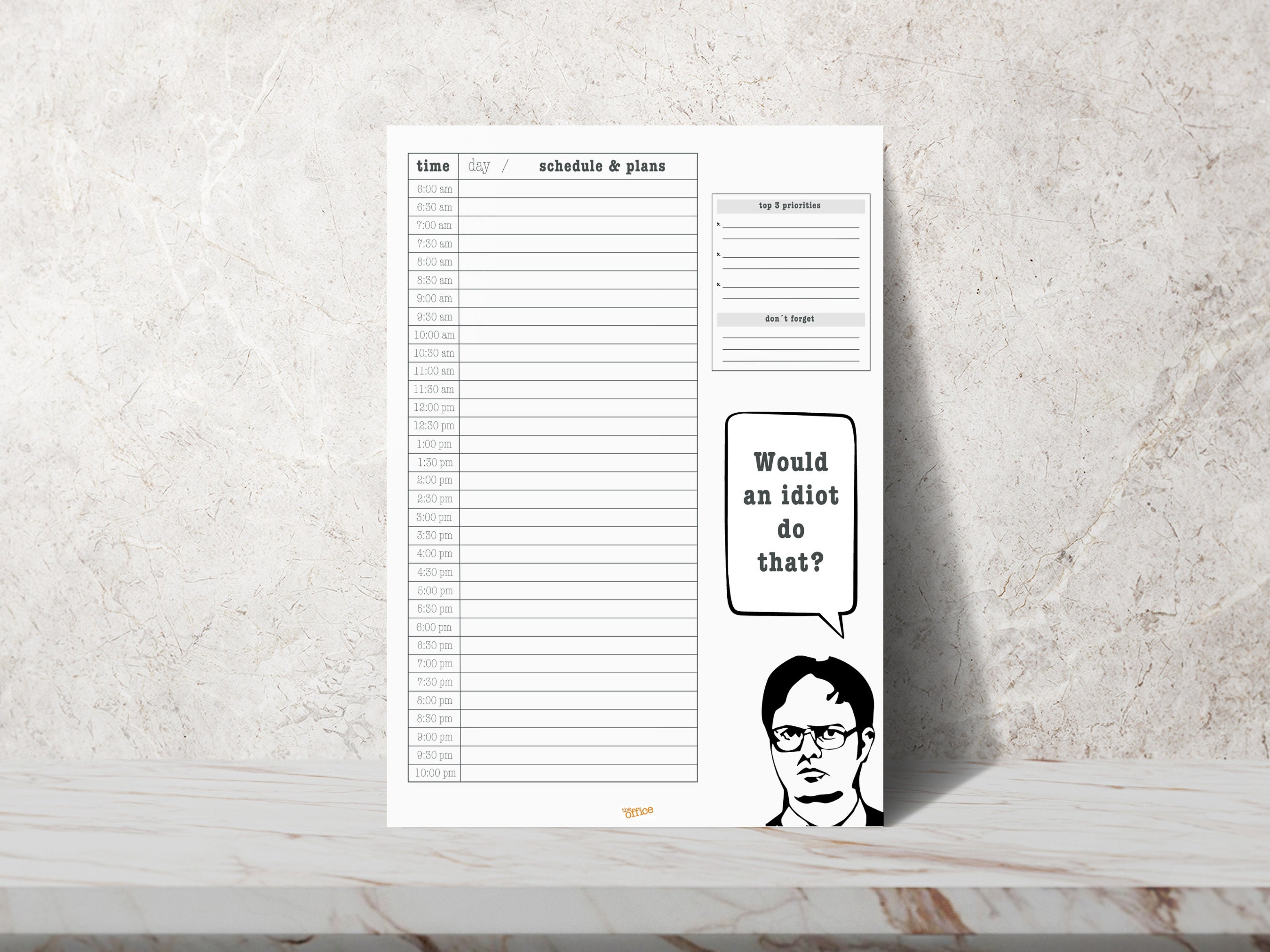 The Office Tv Show Printable Work Planner | Dwight Schrute | Michael ...