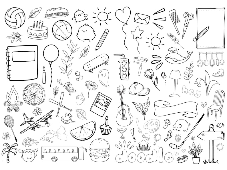 140 + Doodle Clipart | Doodles Lineart Elements | Doodle Coloring Pages ...