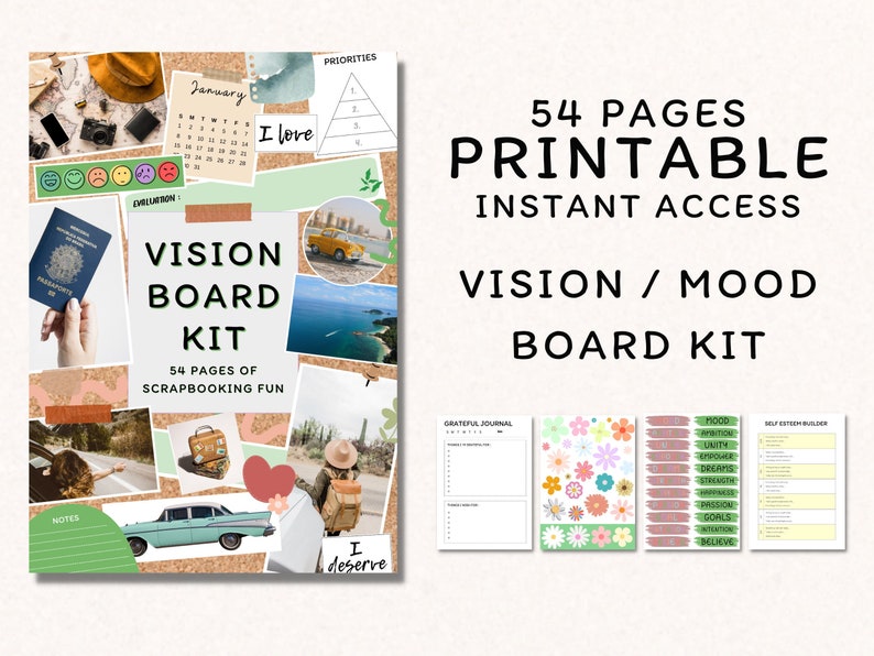 Vision Board Printables Vision Board Kit Manifestation - Etsy