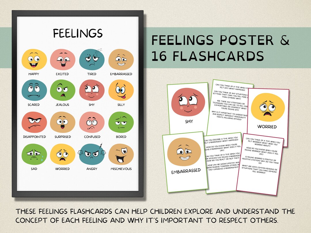 Feelings Flashcards & Feelings Poster Calming Corner - Etsy