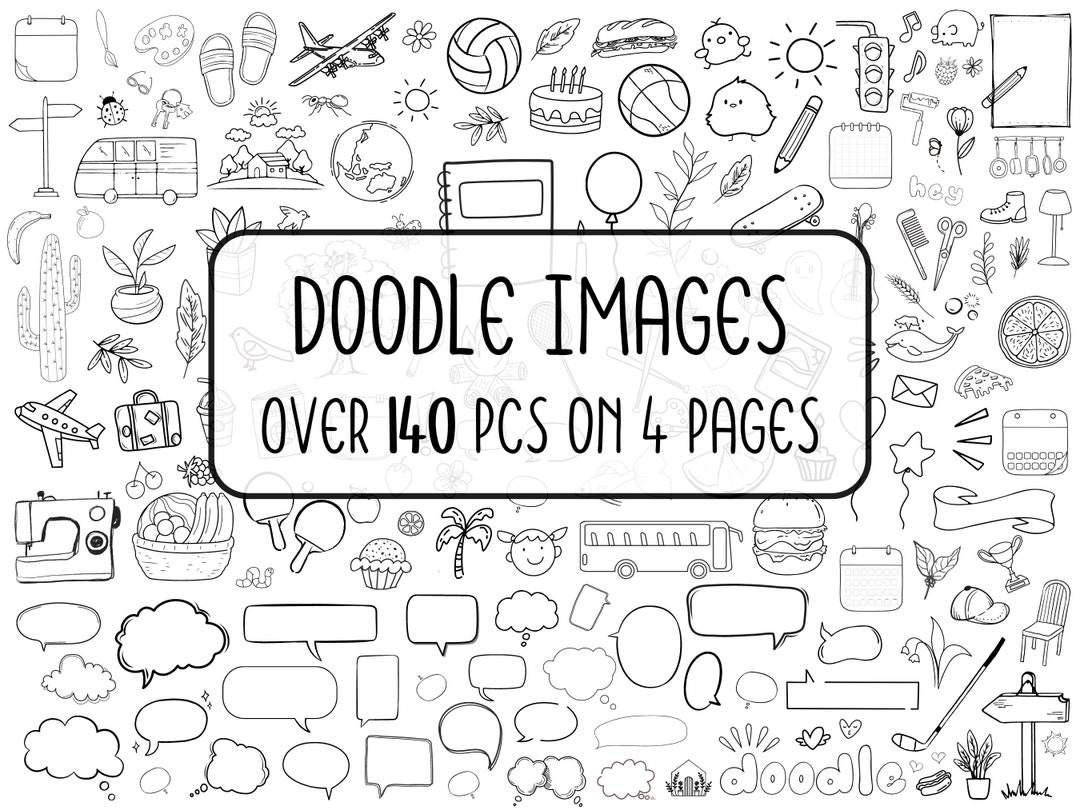 140 + Doodle Clipart | Doodles Lineart Elements | Doodle Coloring Pages ...