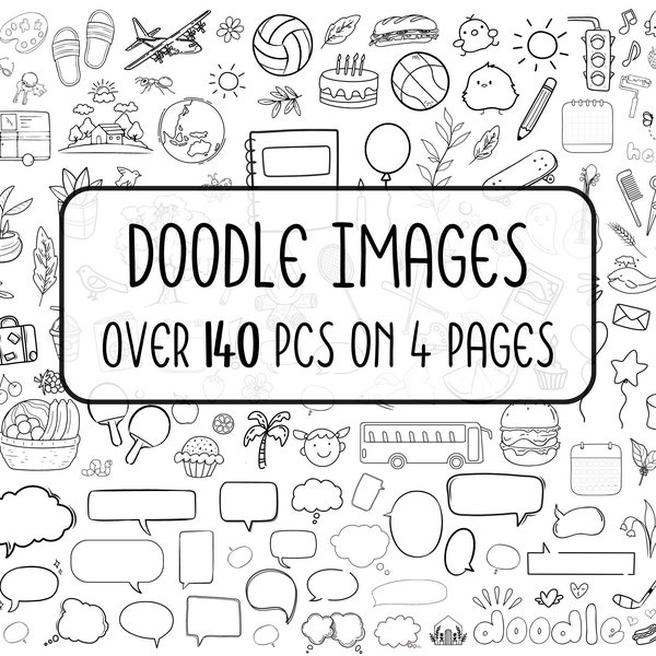 140 Doodle Clipart Doodles Lineart Elements Doodle Coloring Pages for ...