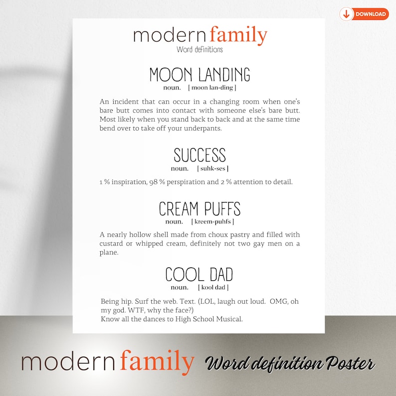 Modern Family Word Definitions Poster | Phil Dunphy | Pritchett, Dunphy ...