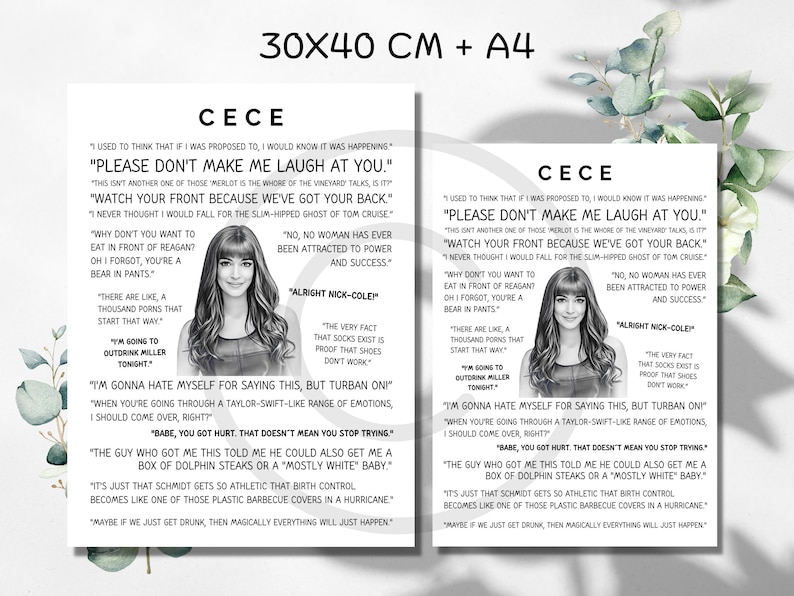 Cece New Girl Best Quotes Cece Poster New Girl Quotes Typography Wall ...