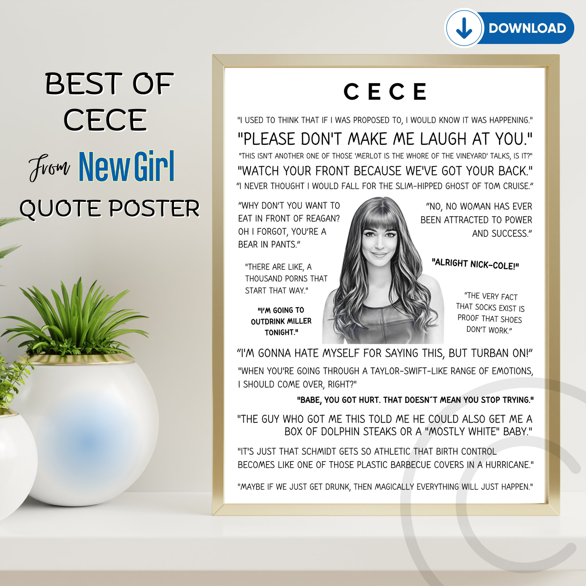Cece New Girl Best Quotes Cece Poster New Girl Quotes Typography Wall ...
