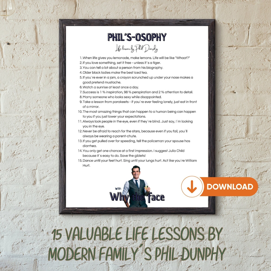 Modern Family Phil Dunphy Quotes Print | PHIL'SOSOPHY | Instant ...