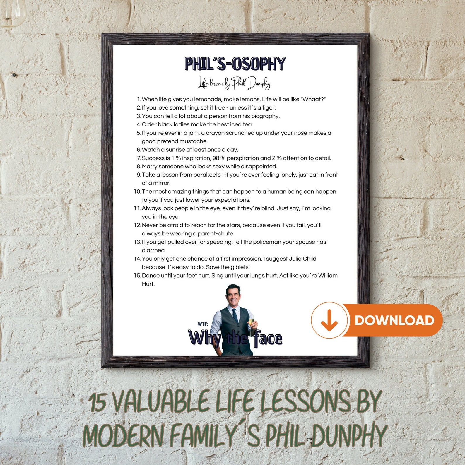 Modern Family Phil Dunphy Quotes Print | PHIL'SOSOPHY | Instant ...