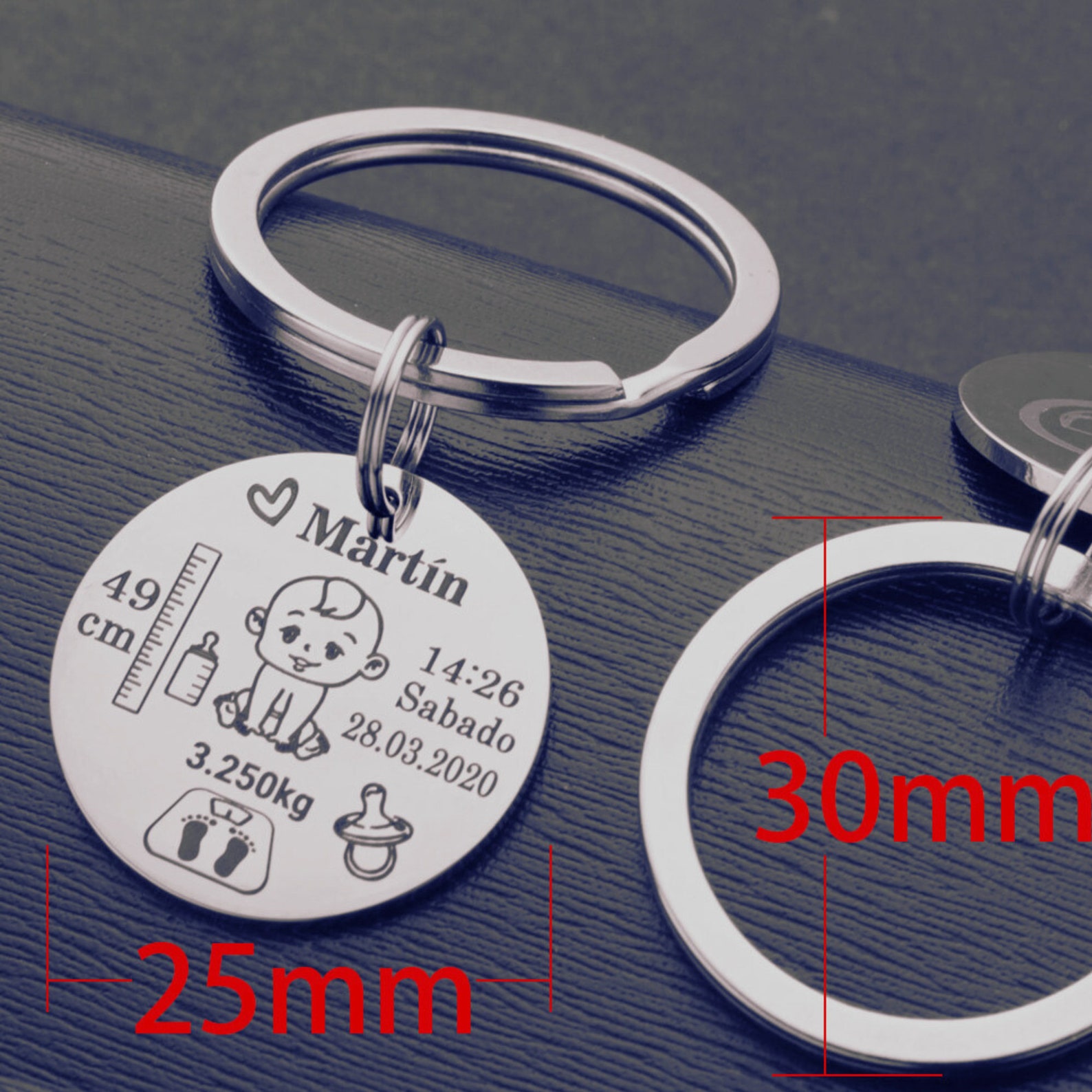 Baby Birth Keychain, Personalized Engraving Keychain for Baby Boys and ...