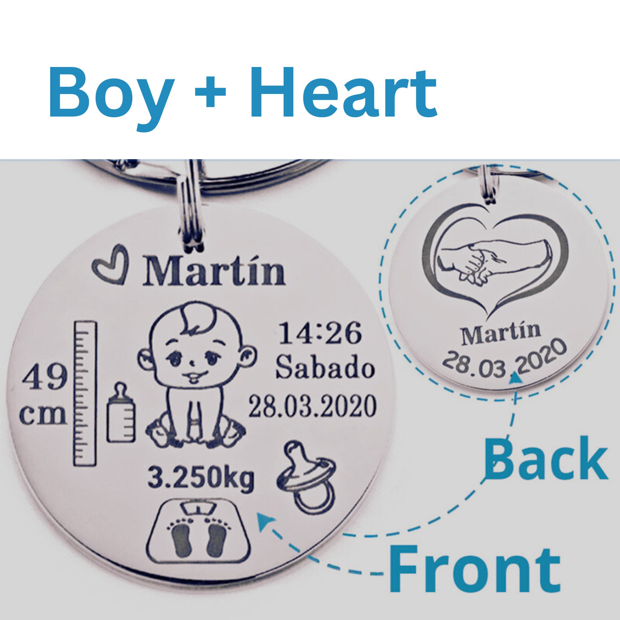 Baby Birth Keychain, Personalized Engraving Keychain for Baby Boys and ...