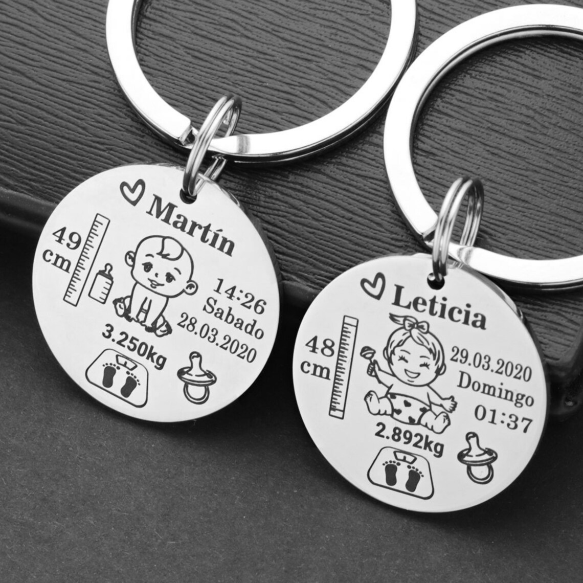 Baby Birth Keychain, Personalized Engraving Keychain for Baby Boys and ...