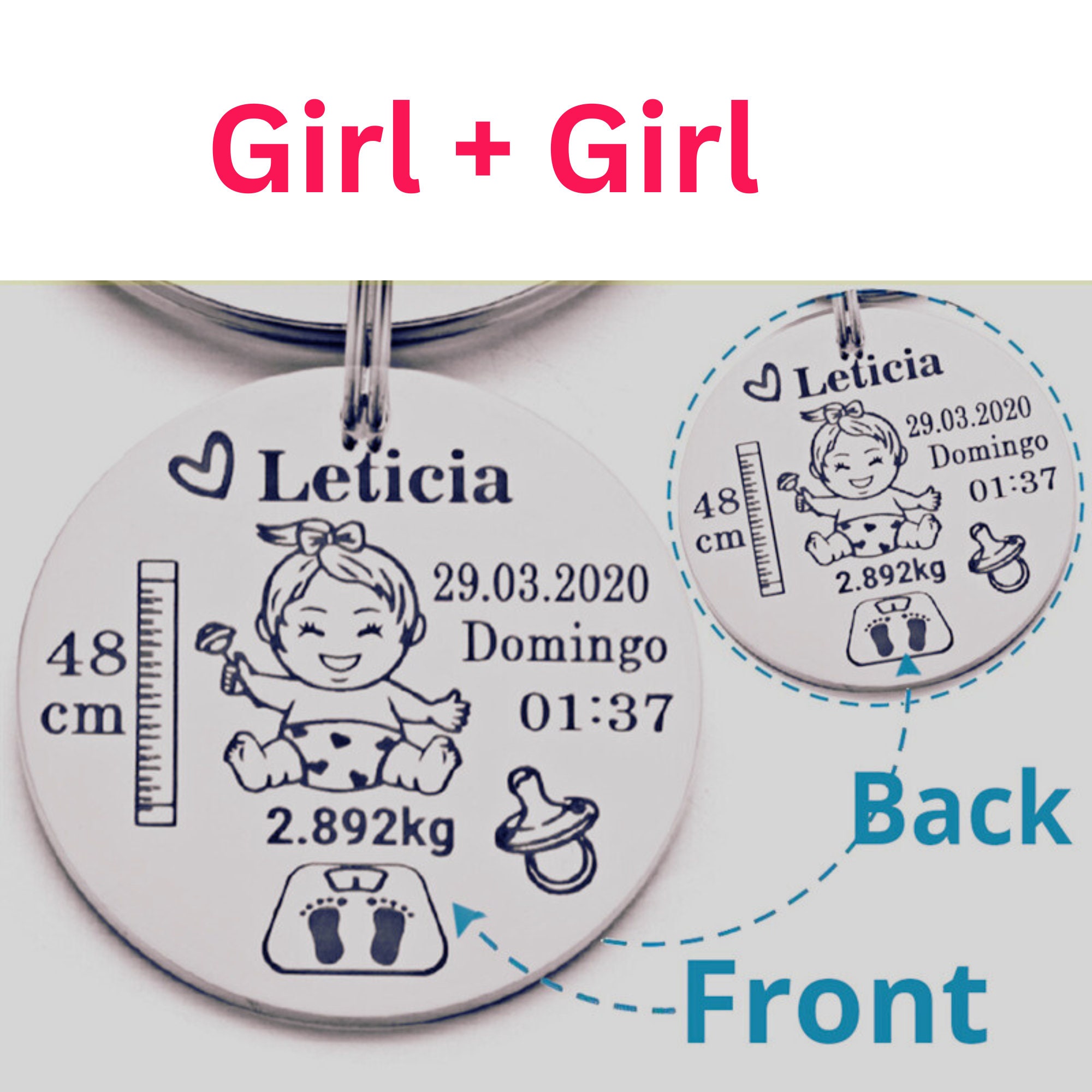 Baby Birth Keychain, Personalized Engraving Keychain for Baby Boys and ...