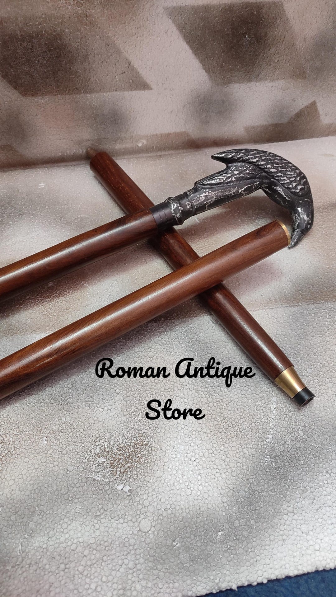 Rare Victorian RAVEN Handcrafted Walking Stick Cane-al Black Steampunk ...