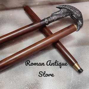 Rare Victorian RAVEN Handcrafted Walking Stick Cane-al Black Steampunk ...