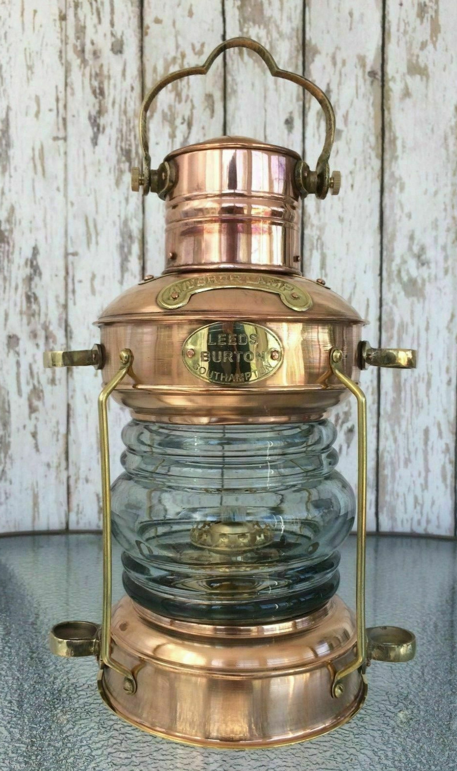 Brass & Copper Anchor Oil Lamp Leeds Burton Nautical Maritime 14" Ship ...