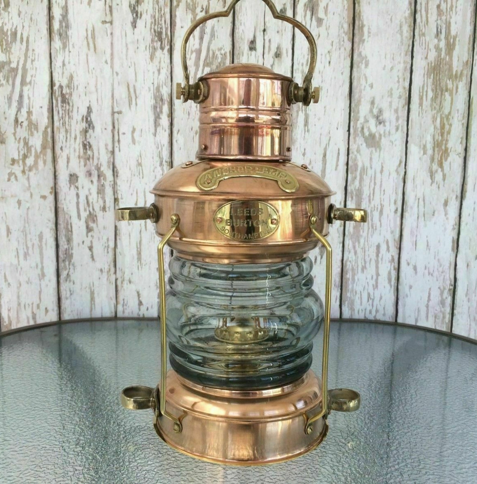 Brass & Copper Anchor Oil Lamp Leeds Burton Nautical Maritime 14" Ship ...