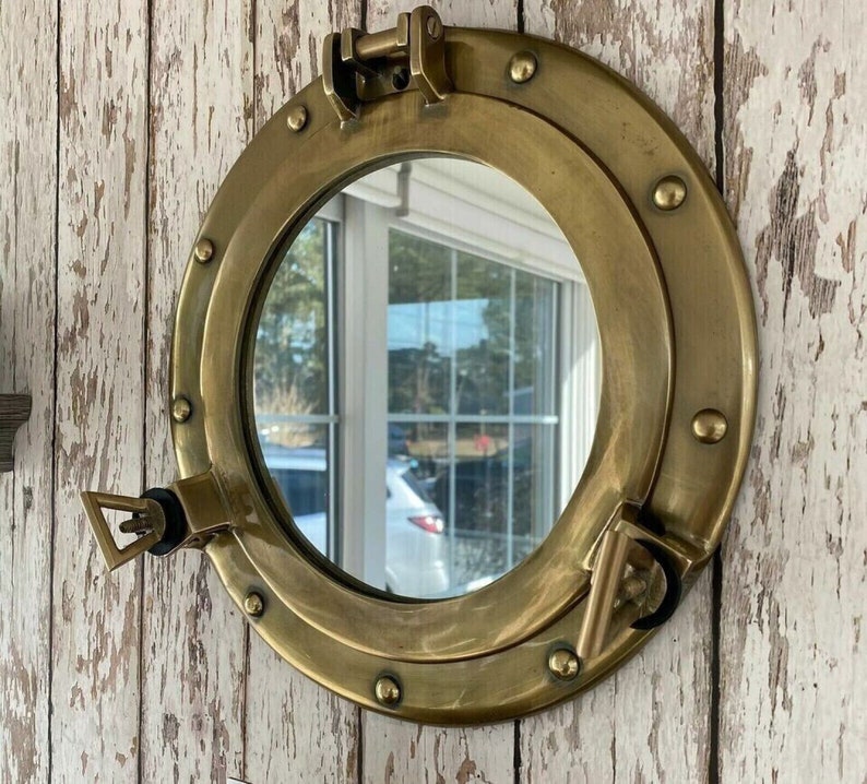 Antique Brass Nautical Maritime Ship Boat Window & Wall Mirror Porthole ...
