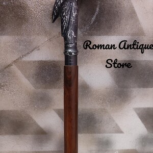 Rare Victorian RAVEN Handcrafted Walking Stick Cane-al Black Steampunk ...