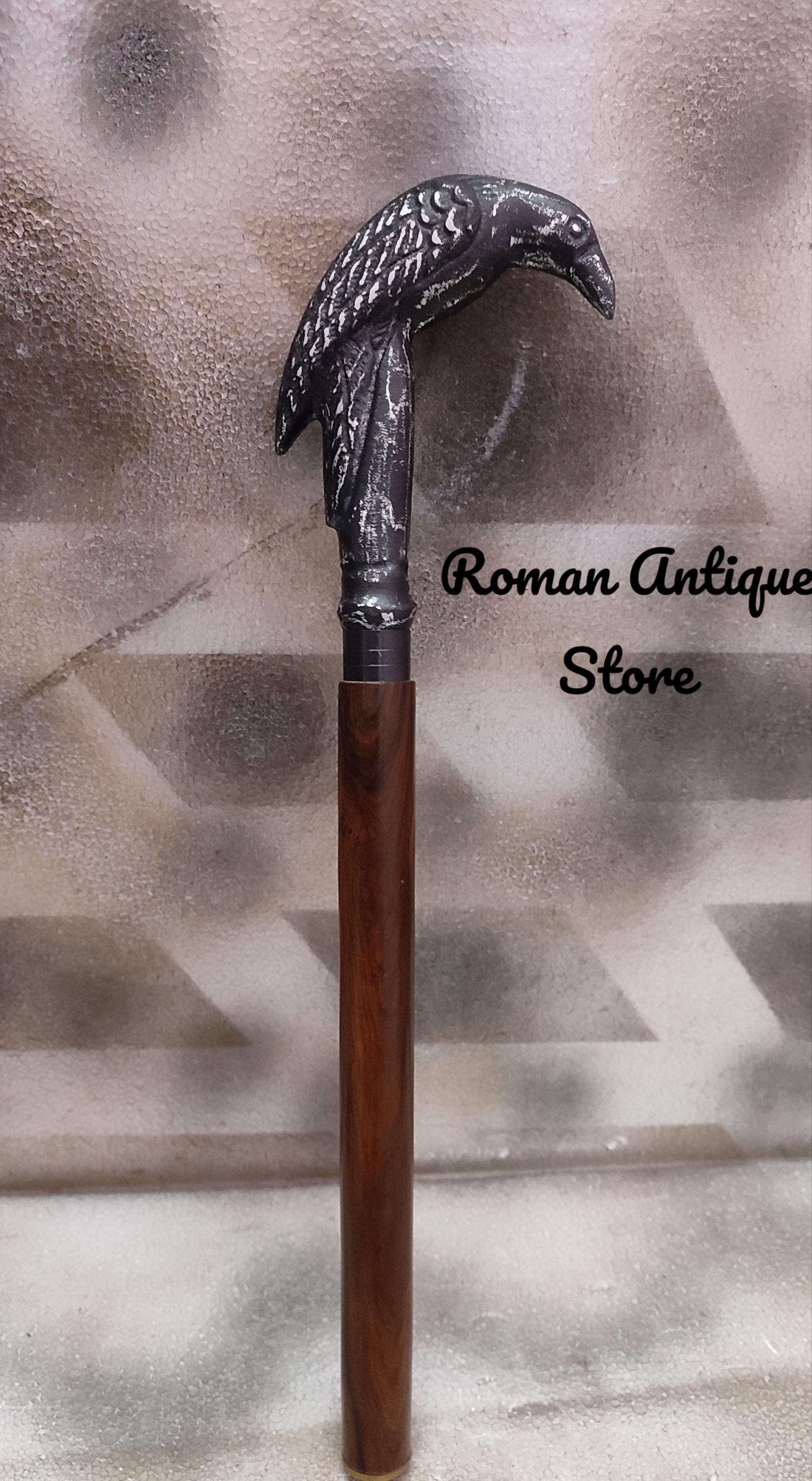 Rare Victorian RAVEN Handcrafted Walking Stick Cane-al Black Steampunk ...