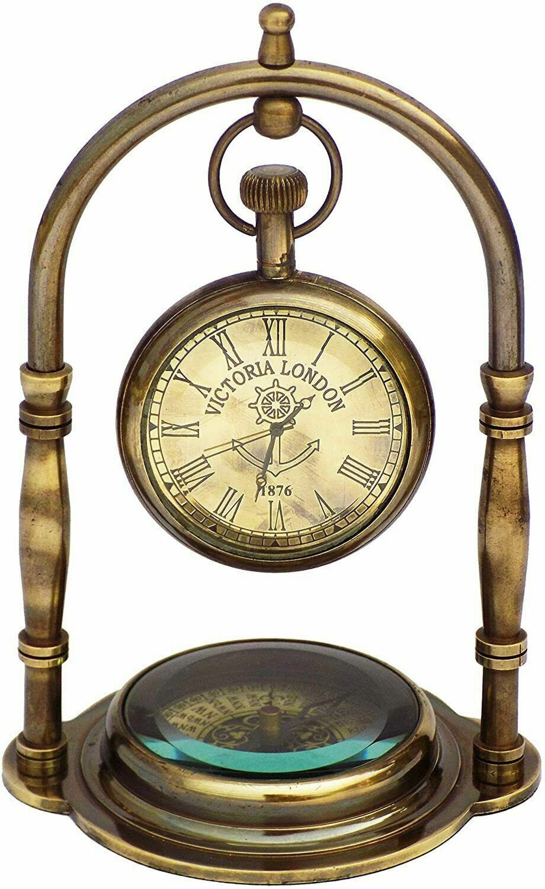 Nautical Table Clock Ship Desktop Brass Desk Clock Maritime Brass ...