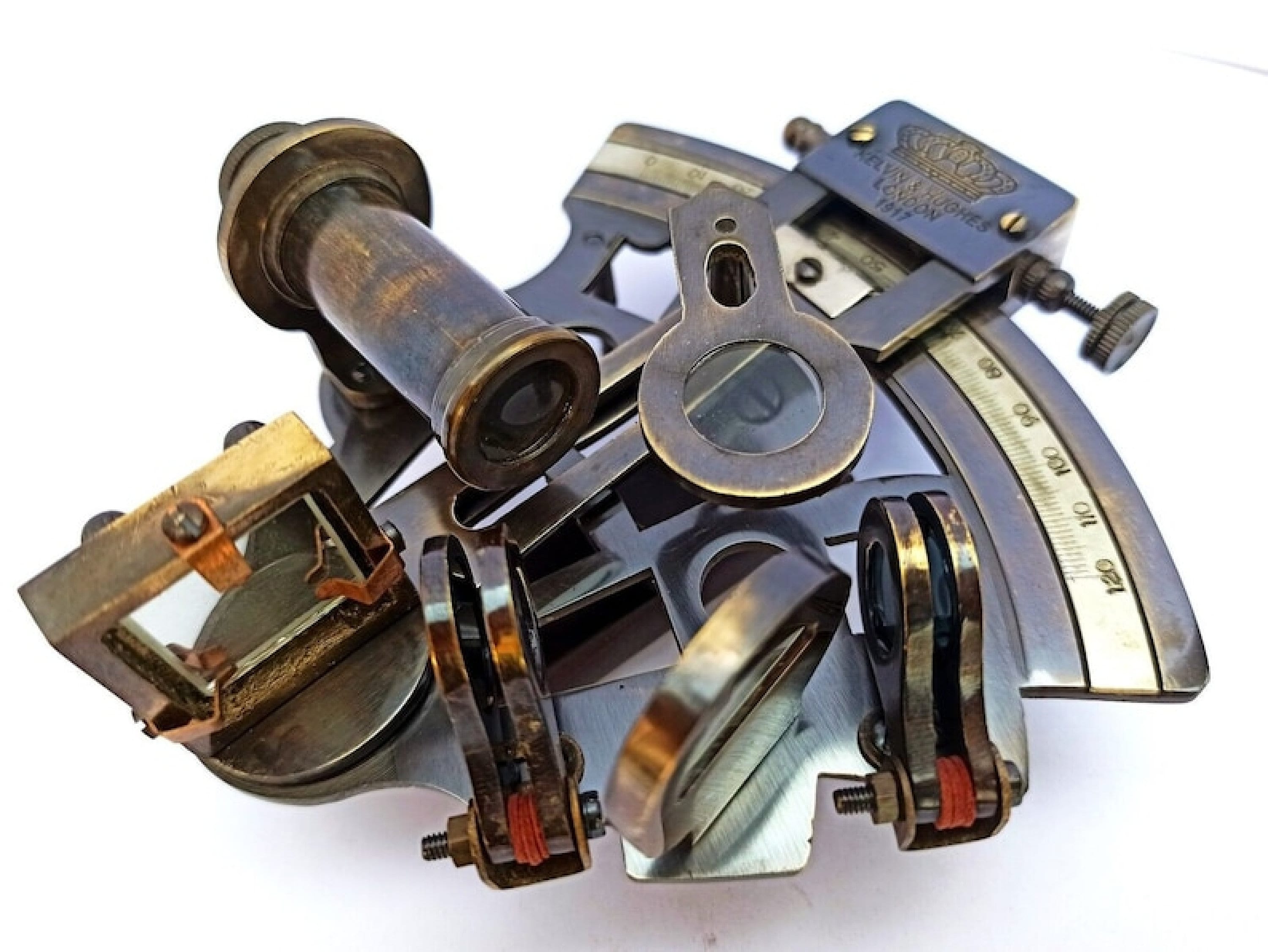 Kelvin and Hughes 1917 Sextant With Leather Bag, Nautical Brass Antique ...