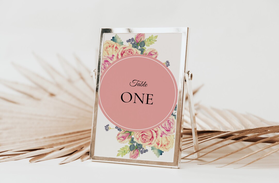 Wedding Table Numbers Printable, Spring Wedding, Summer Wedding, Floral ...