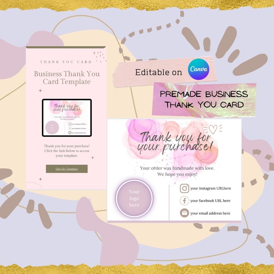 Editable Thank You Card ~ Canva Template - Etsy