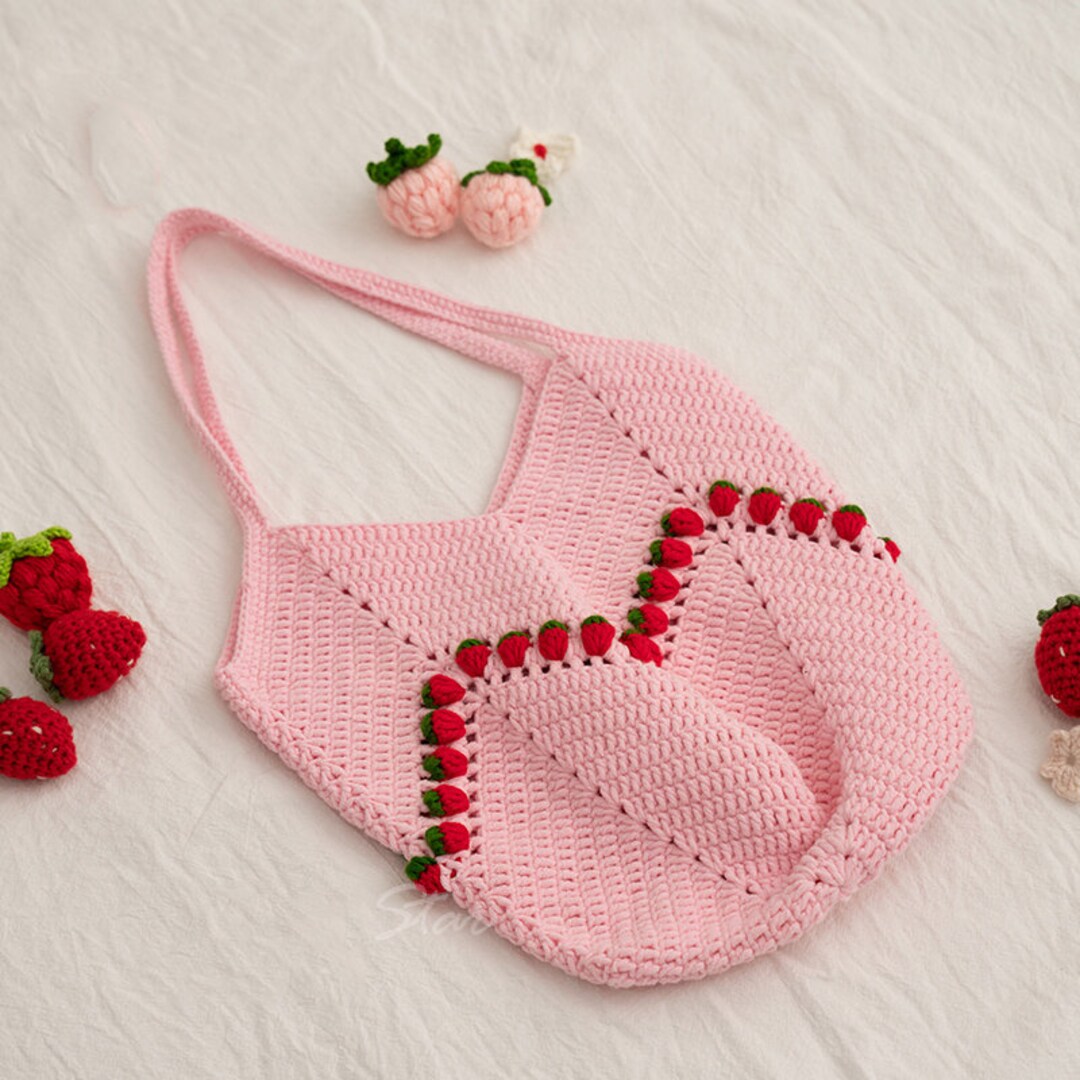 Strawberry Crochet Bagcrochet Shoulder Bagcrochet Tote - Etsy