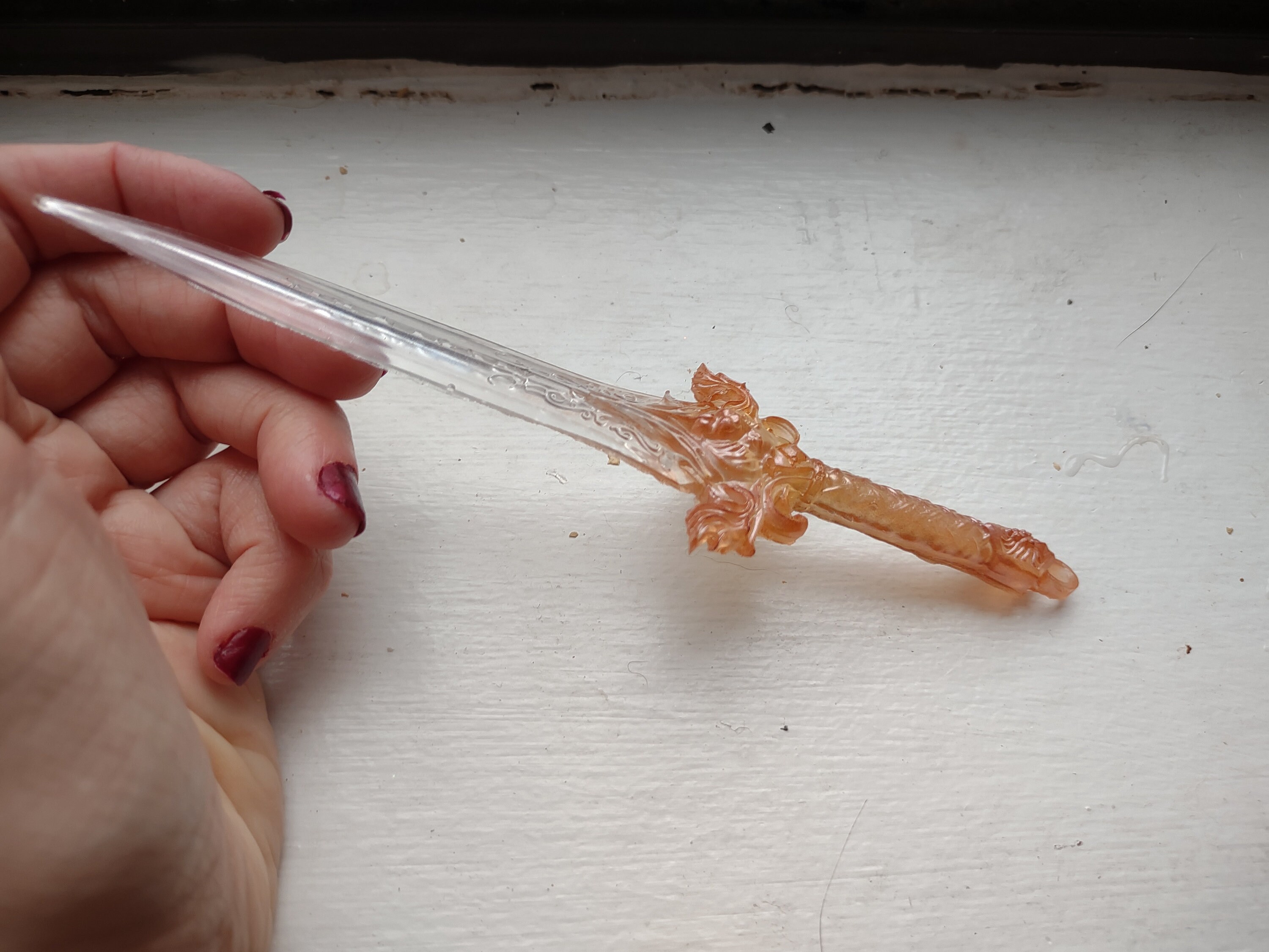 Ornate Decorative Small Resin Dagger Knife Rose Gold Iridescent ...