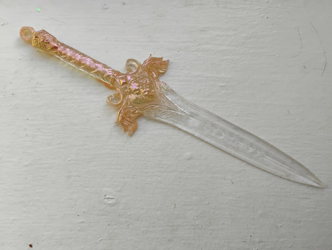 Ornate Decorative Small Resin Dagger Knife Rose Gold Iridescent ...