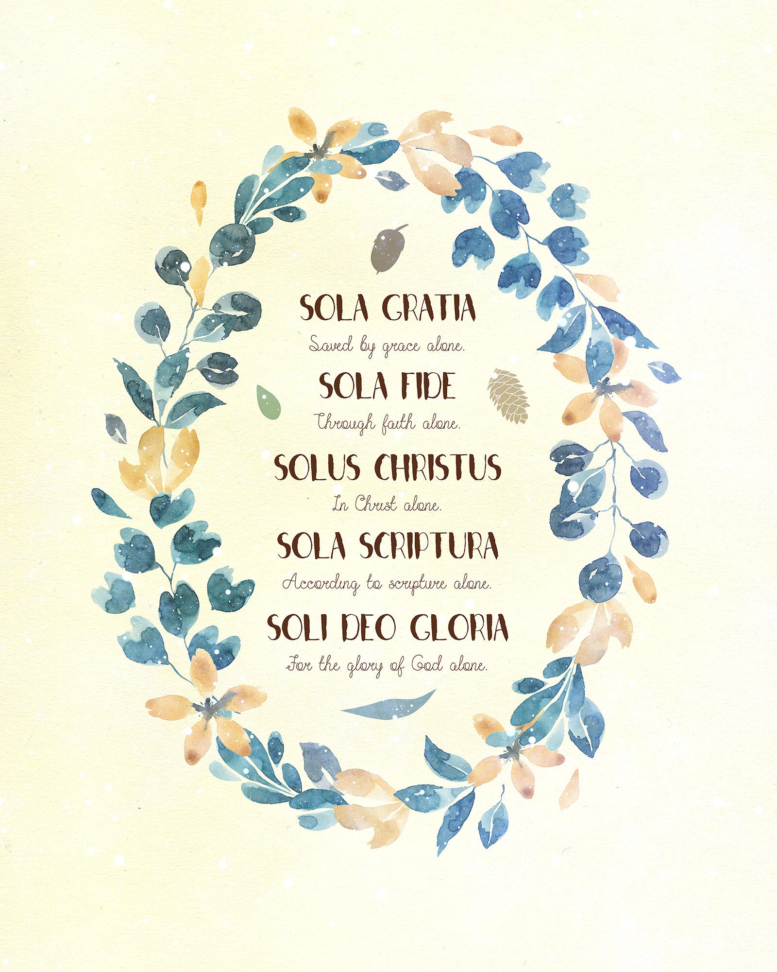 The 5 Solas Print, Five Solas of the Reformation, Reformed Theology ...